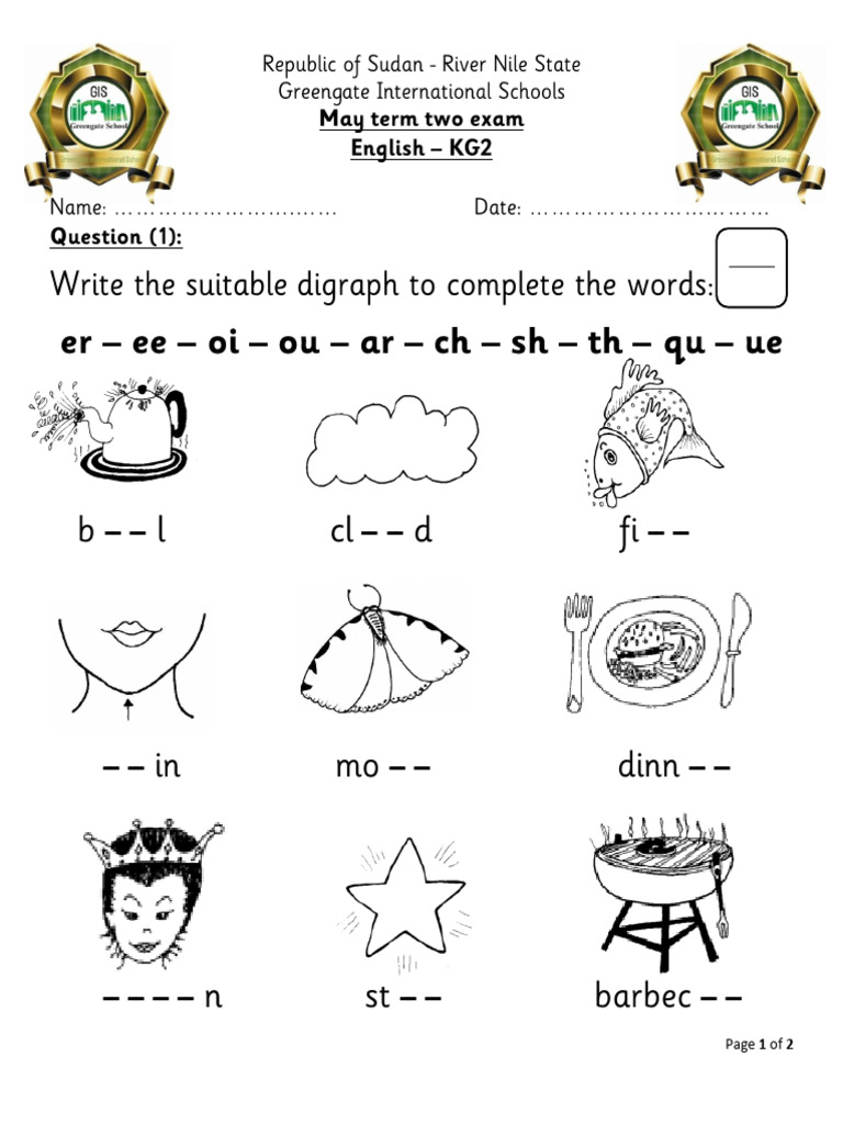 ENGLISH Test For KG2 | PDF