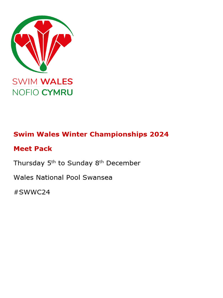 Swim Wales Winter Championships 2024 Meet Pack: Thursday 5 To Sunday 8 ...