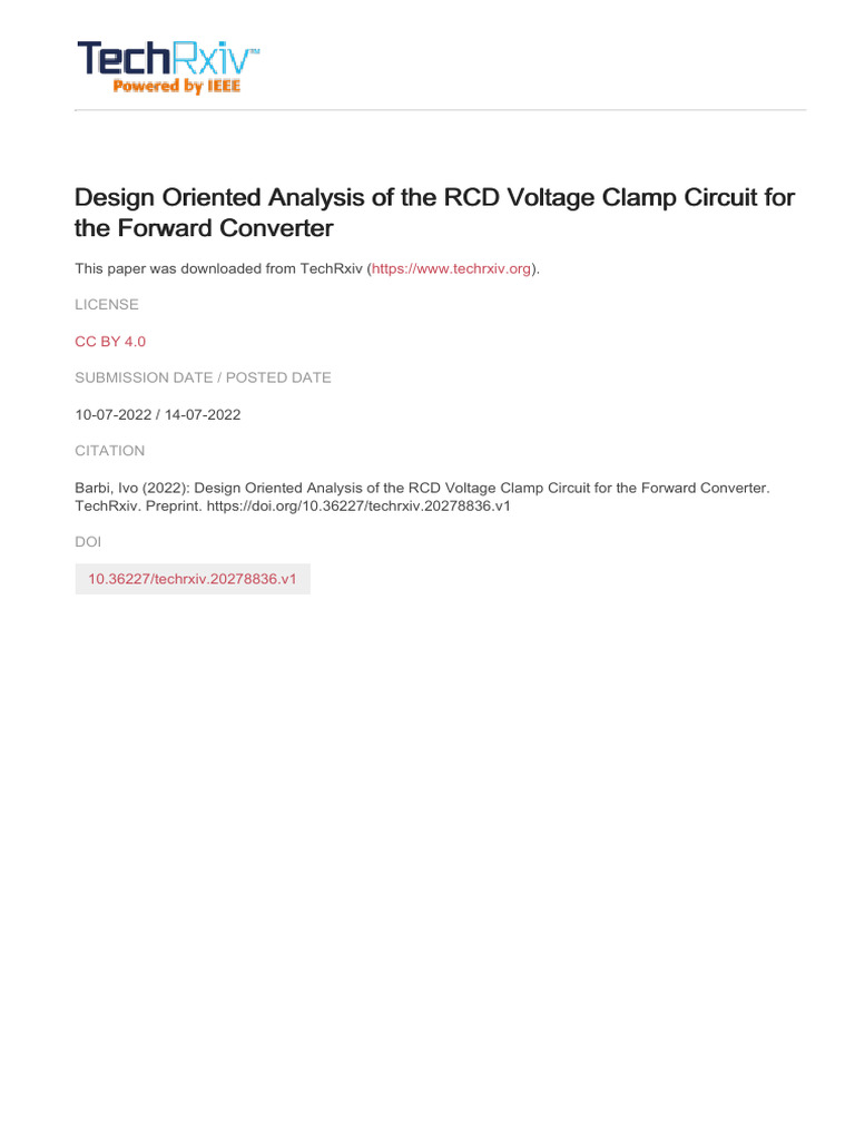 Forward Converter RCD Circuit Analysis | PDF | Inductance | Transformer