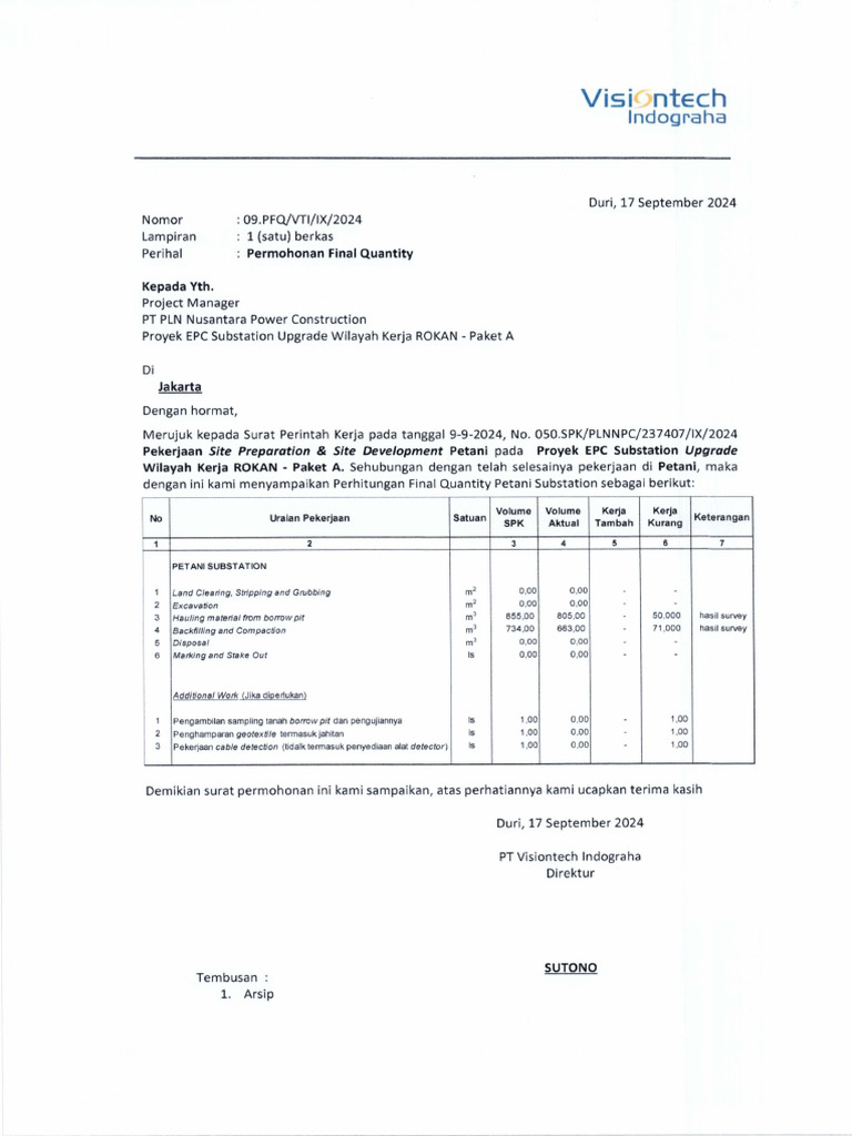 Scan Dok Tagihan VTI (Petani Substation) | PDF