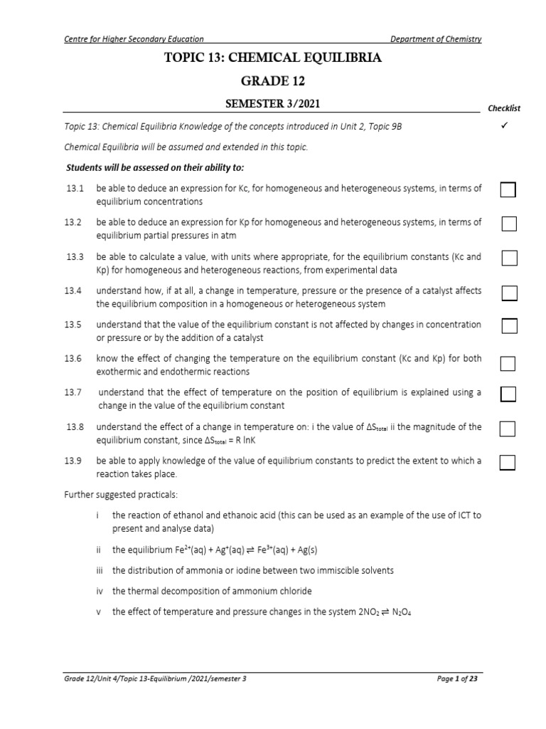 3.chemical Equilibria | PDF | Chemical Equilibrium | Chemical Reactions