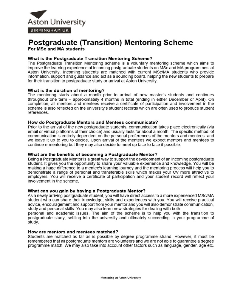 Postgraduate Mentoring Guidelines | PDF | Mentorship | Postgraduate Education