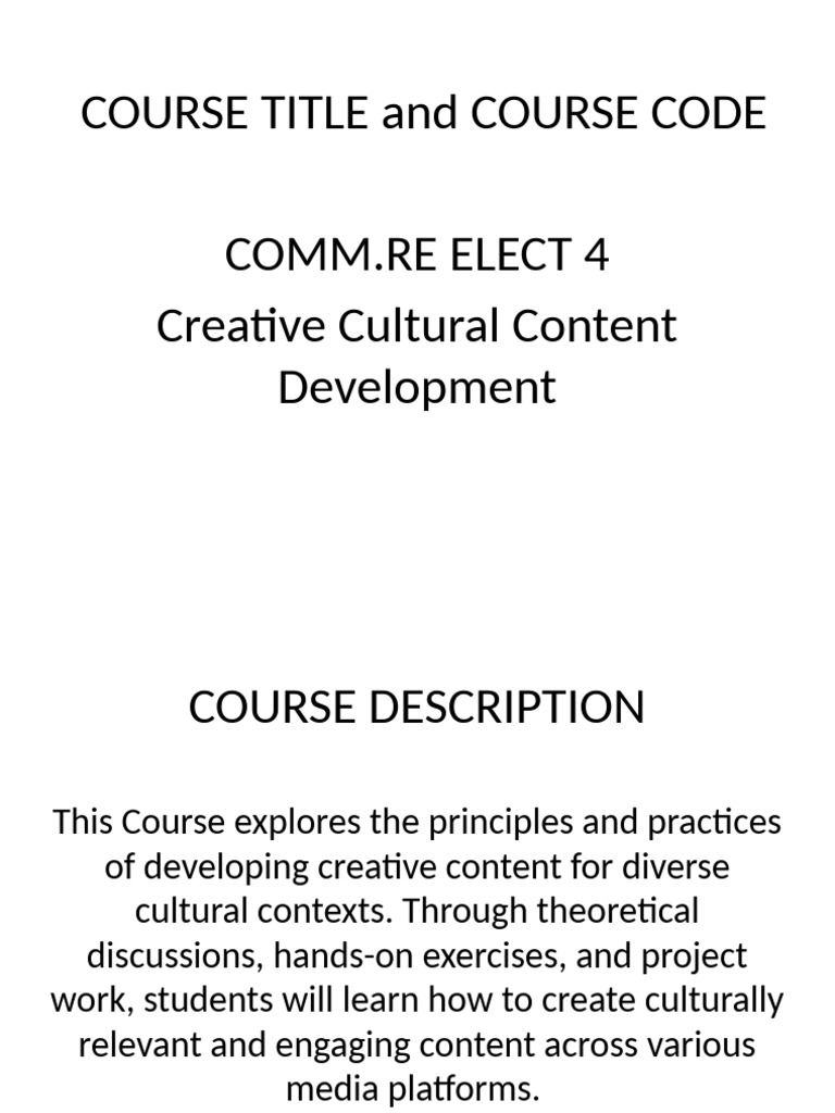 Creative Cultural Content Development | PDF | Identity (Social Science ...
