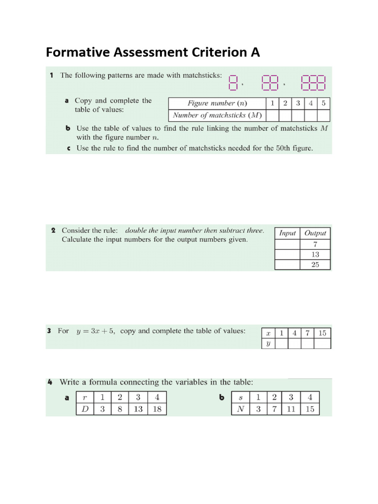 Formative Assessment Criterion A | PDF