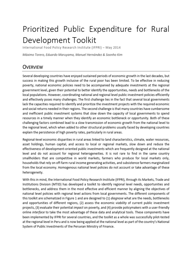 Prioritized Public Expenditure for Development Toolkit (Ifpri) | PDF | Principal Component ...