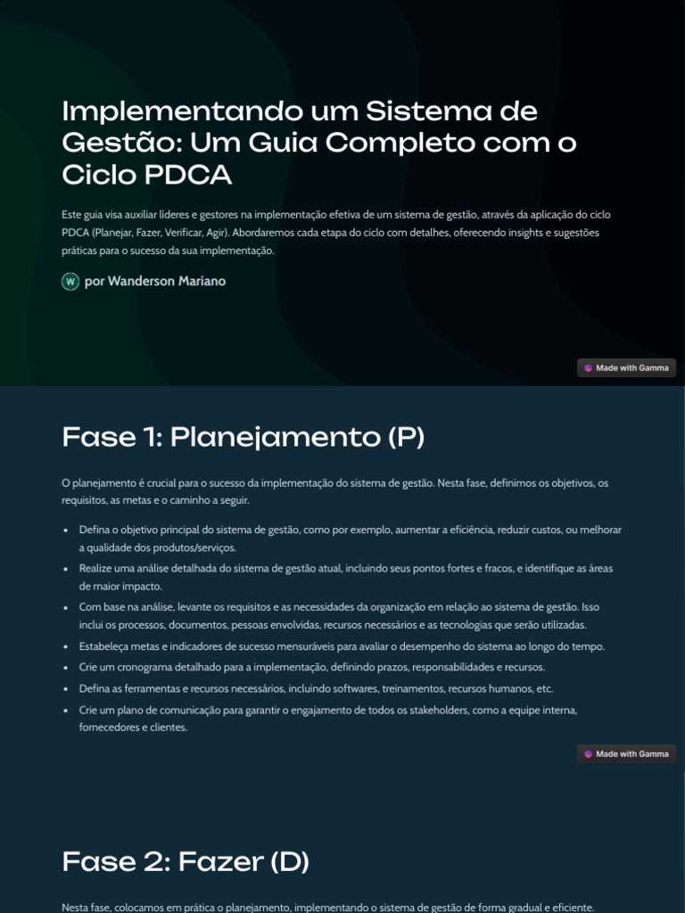 Implementando Um Sistema de Gestao Um Guia Completo Com o Ciclo PDCA | PDF | Despesa | Qualidade ...