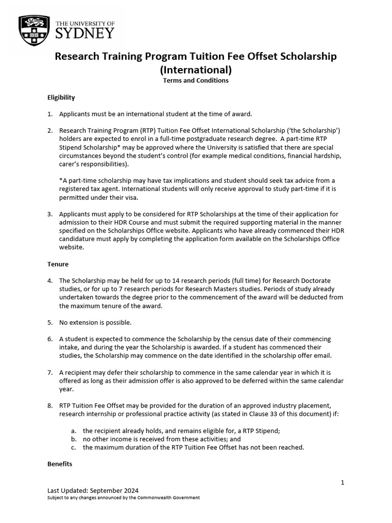 Tcs - RTP International Tuition Fee | PDF | Sick Leave | Travel Visa