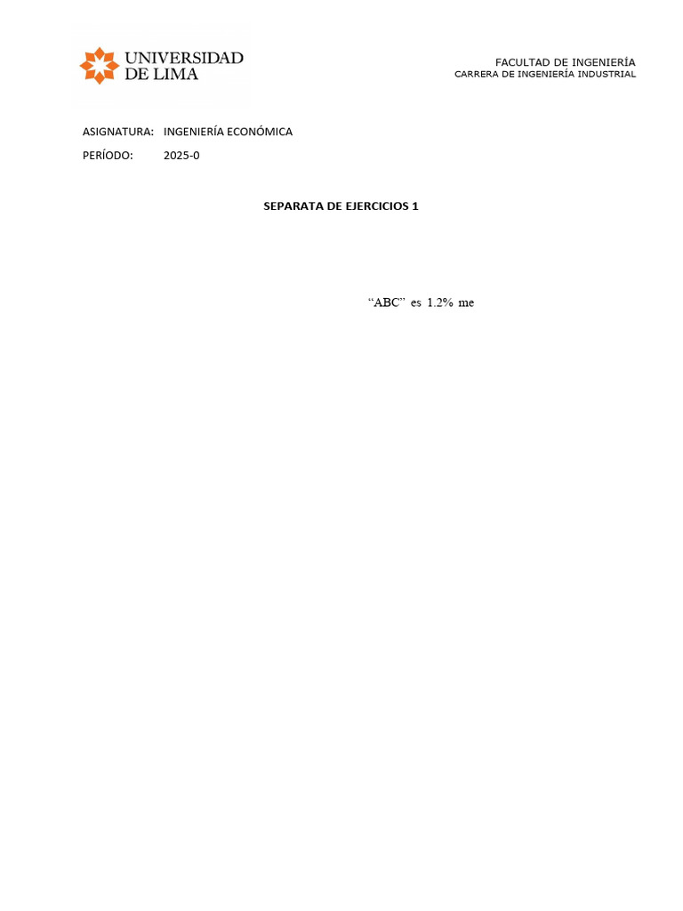 Separata de Ejercicios 1 | PDF