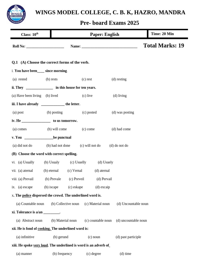 English Class 10 | PDF | Verb | Adverb