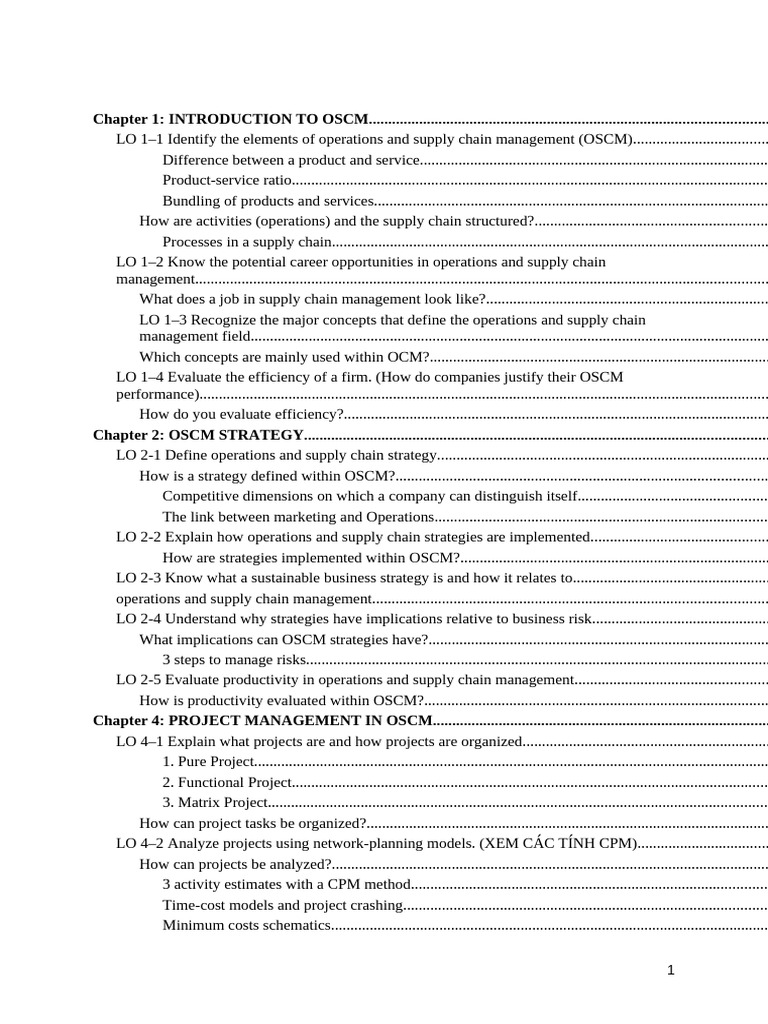 LÍ THUYẾT SÁCH OSCM | PDF | Risk | Logistics