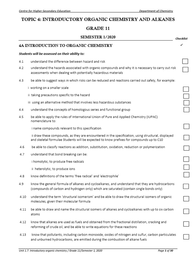 Introductory Organic Chemistry for Grade 11 | PDF | Cracking (Chemistry ...