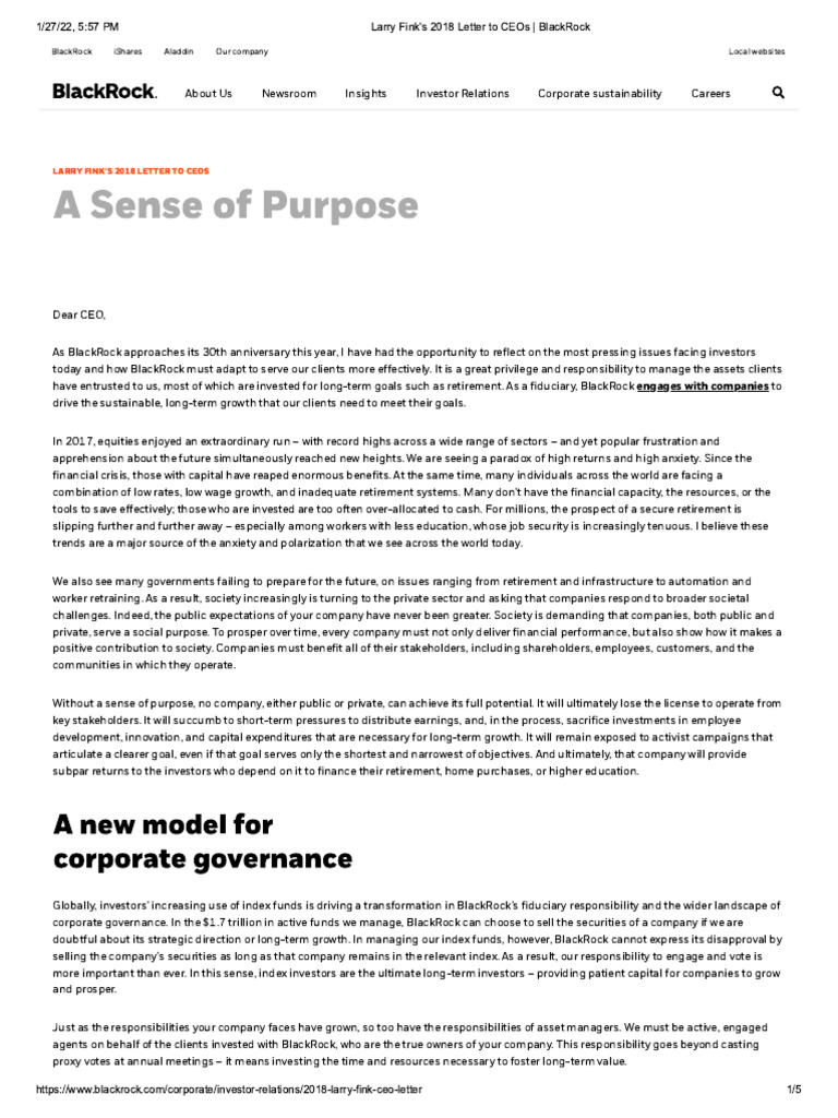 Larry Fink_s 2018 Letter to CEOs _ BlackRock 2018 | PDF