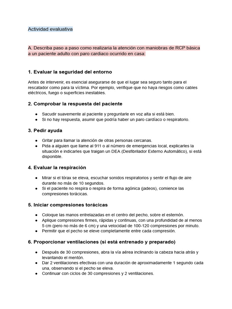 Trabajo Final - Soporte Vital Basico | PDF | Reanimación cardiopulmonar | Enfermedades y trastornos