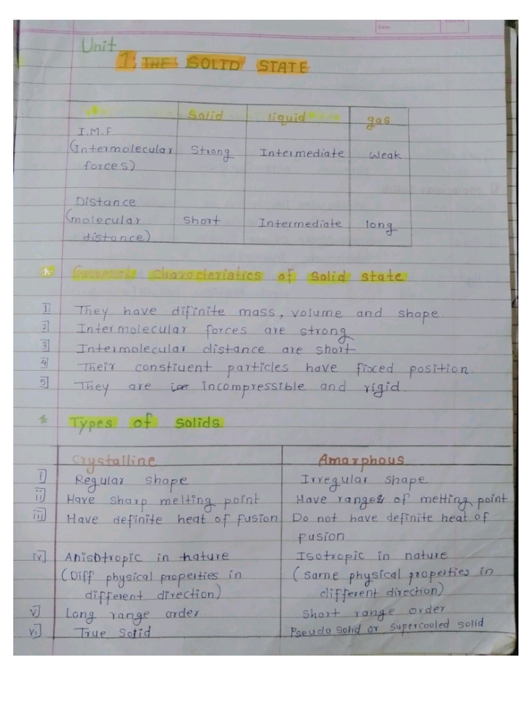Chemistry (Ch.1 Solid State) XII | PDF