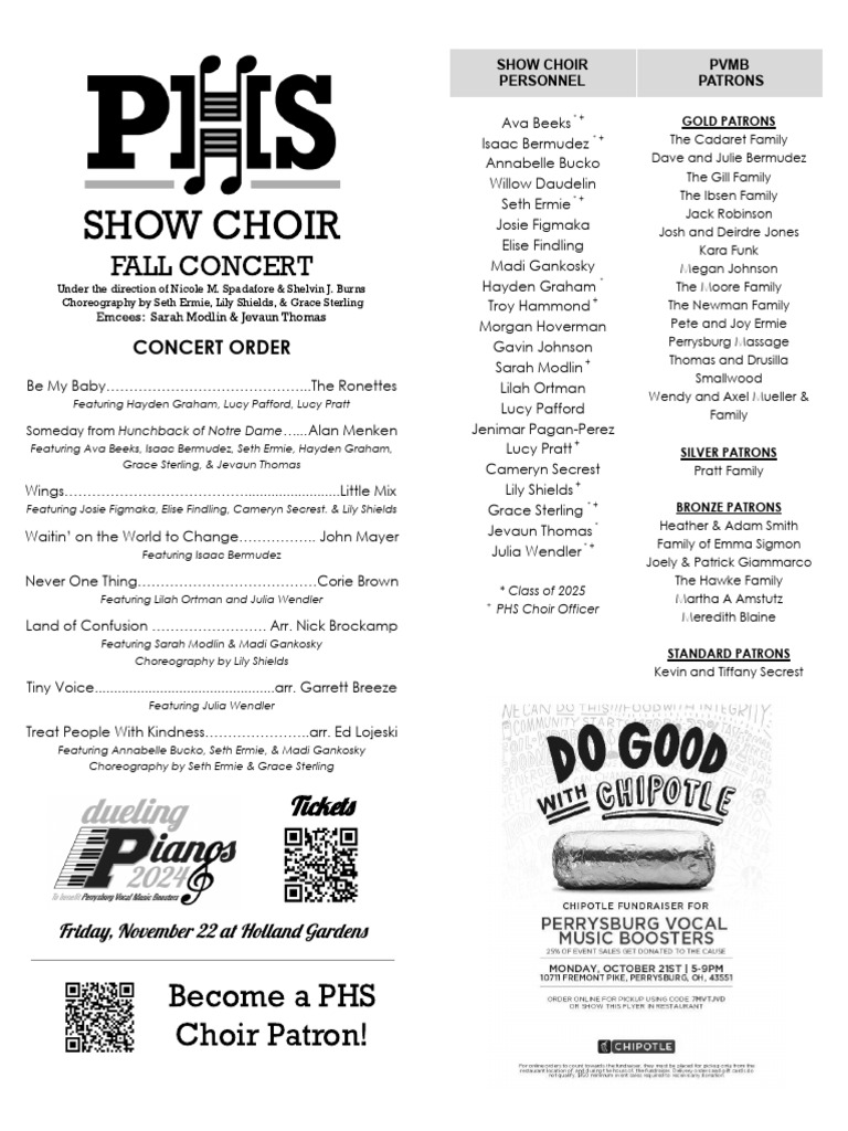 Show Choir Fall Concert Program 2024 (1) | PDF