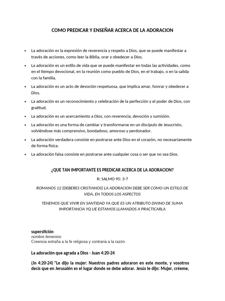 COMO PREDICAR Y ENSEÑAR ACERCA DE LA ADORACION | PDF | Amor | Dios