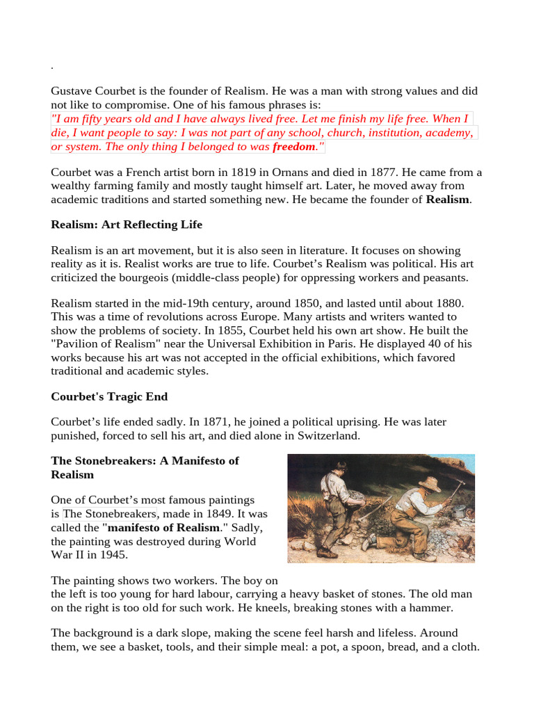 Gustave Courbet Is The Founder of Realism | PDF | Realism (Arts ...