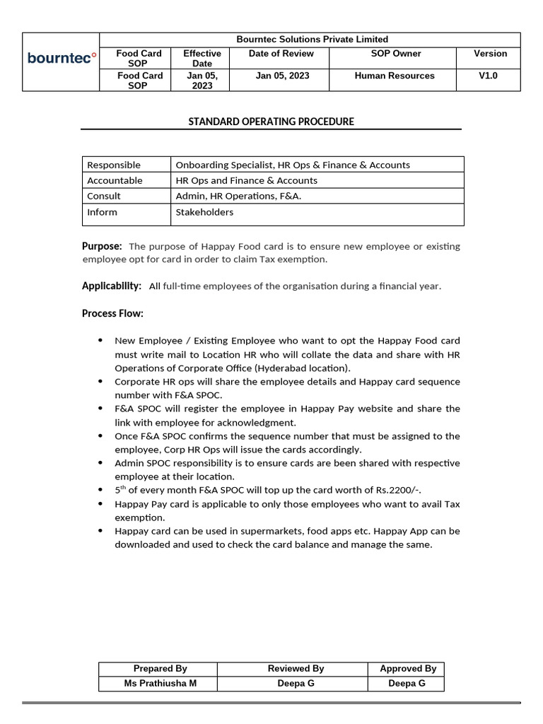 Happay Card - SOP | PDF