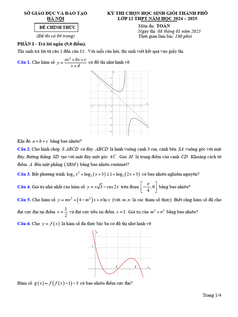 De Chon Hoc Sinh Gioi Toan 12 THPT Nam 2024 2025 So GDDT Ha Noi | PDF