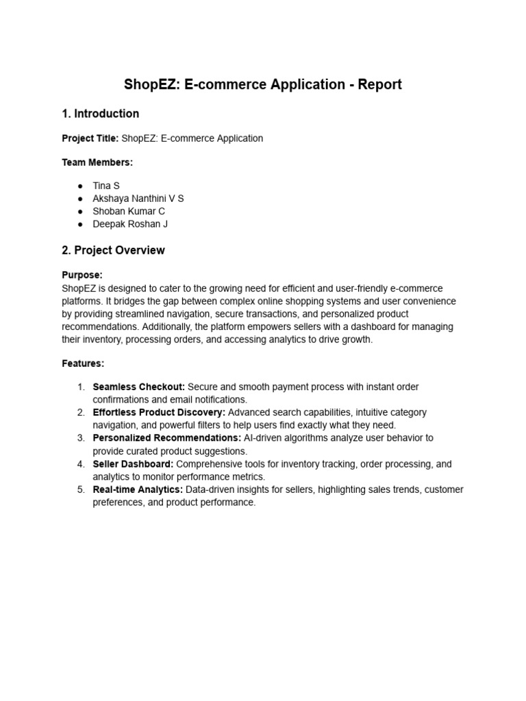 ShopEZ E-commerce Application Overview | PDF | Databases | Analytics