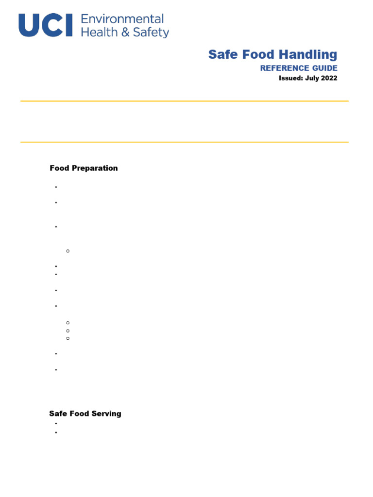 Safe Food Handling Reference Guide | PDF | Foods | Cooking