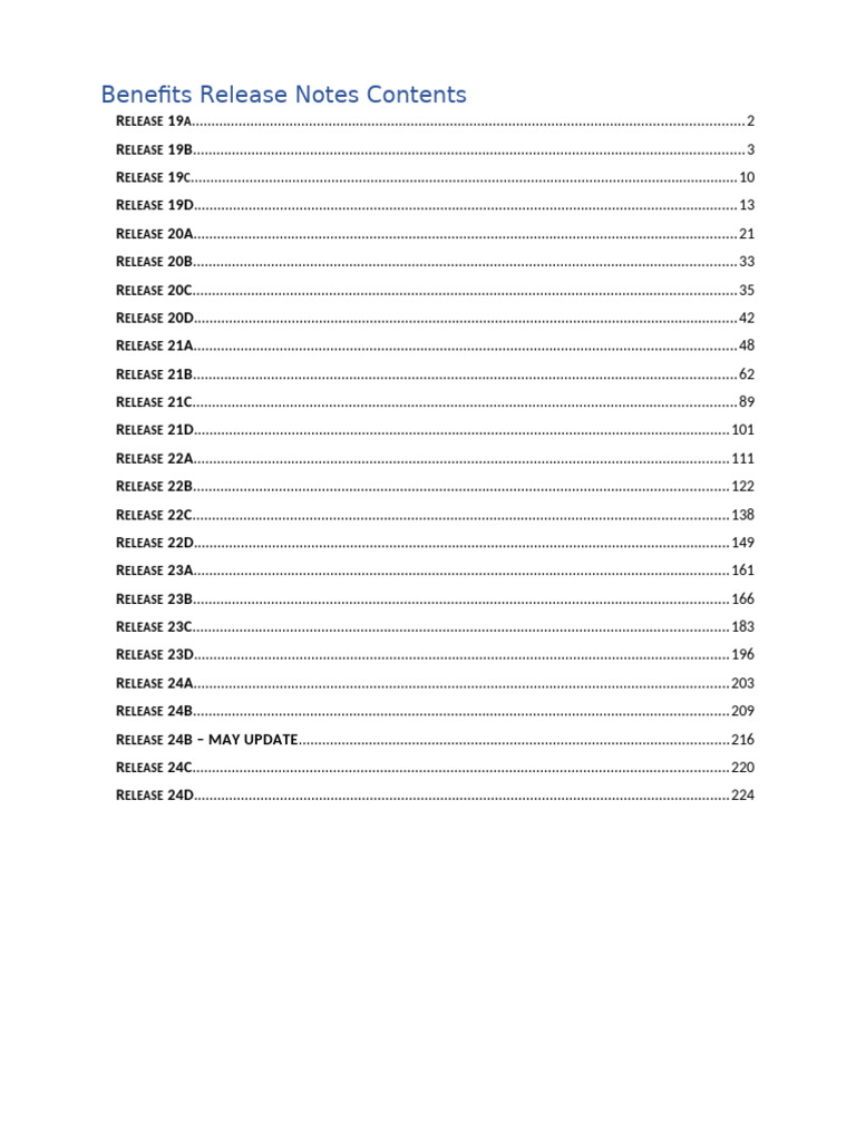 Benefits Release Notes - 20A | PDF | Analytics | Spreadsheet