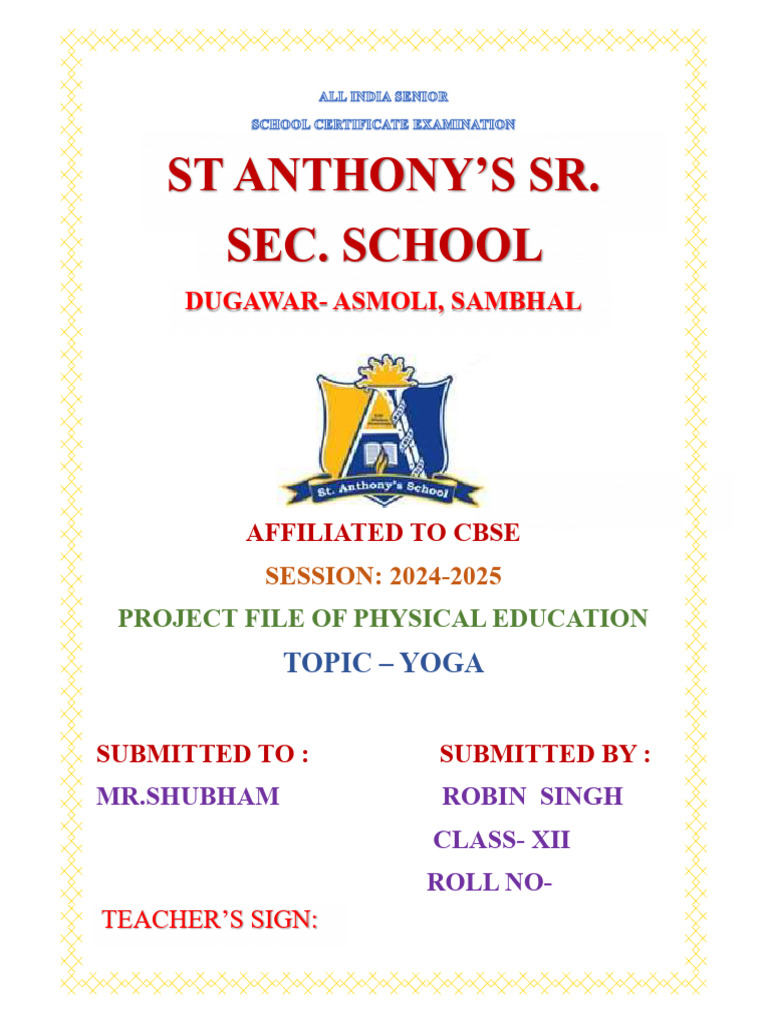 Yoga Project File - St. Anthony's School | PDF