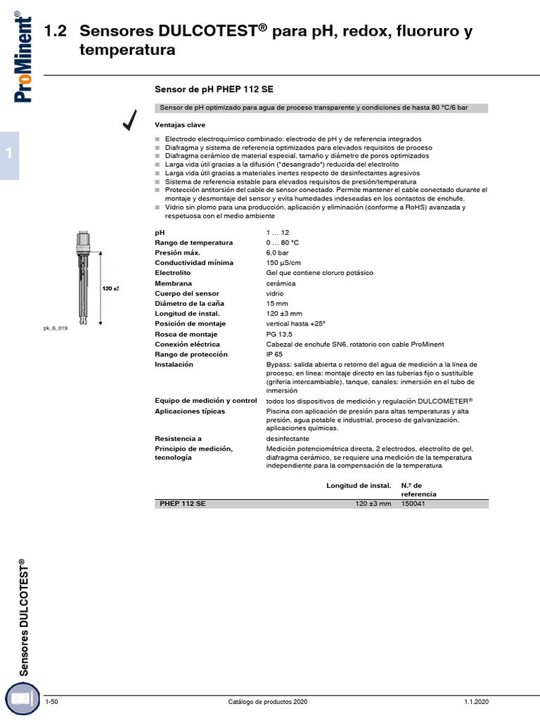 1.2 Sensores DULCOTEST para PH, Redox, Fluoruro y Temperatura | PDF ...