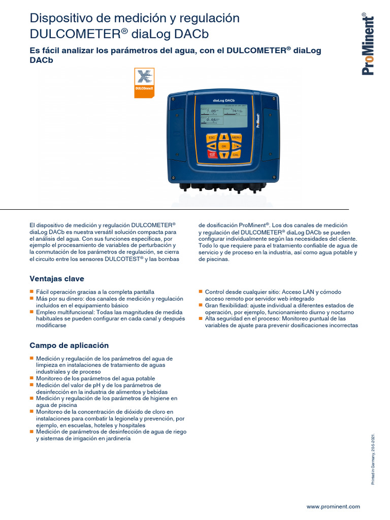 Flyer-dulcometer-dialog-dacb-es-MX pH+Cl | PDF | Sensor | Agua