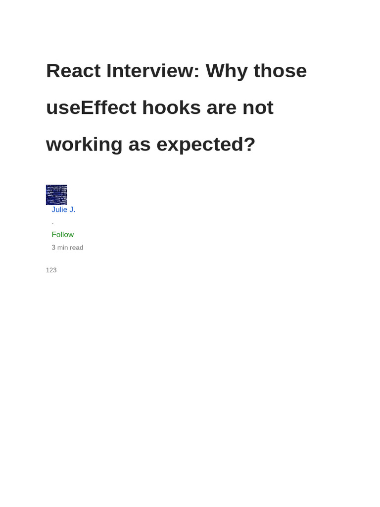React Interview - Why Those Useeffect Hooks Are Not Working As Expected | PDF | Computer ...