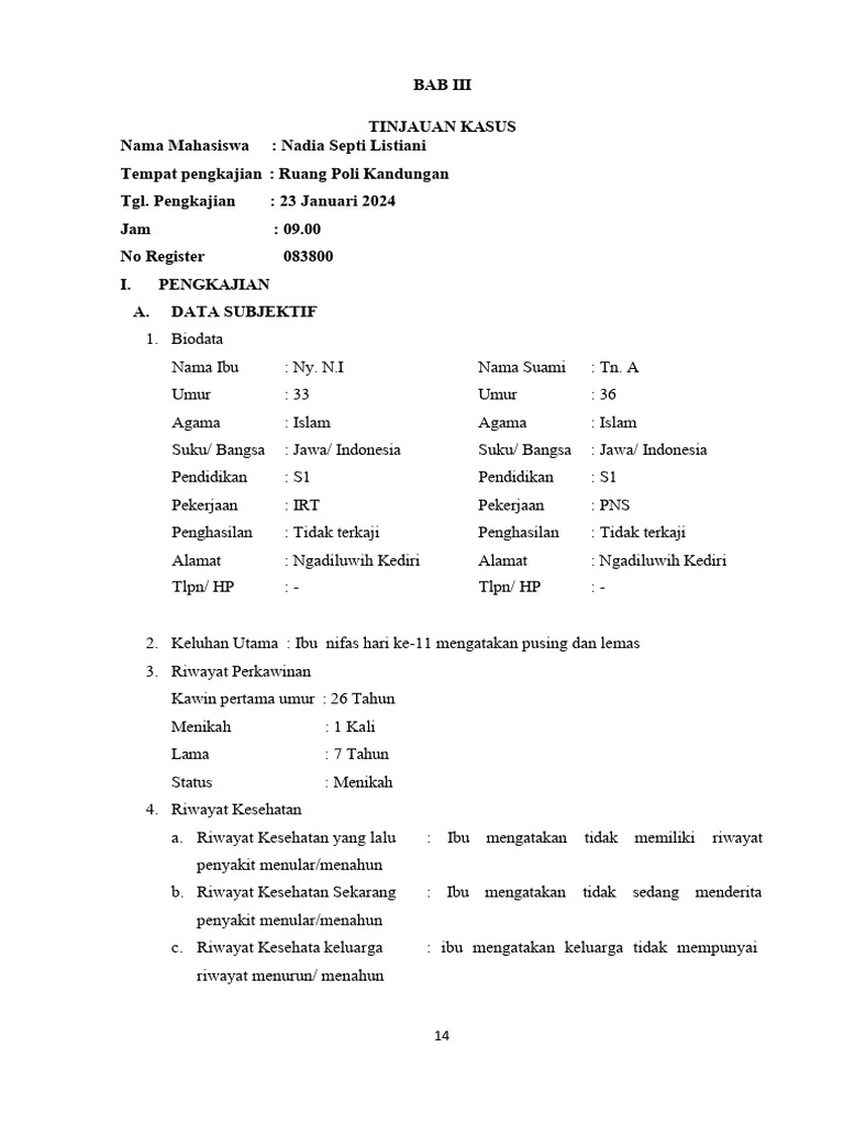 Asuhan Nifas Dan Menyusui_askeb Tentan Pusing Dan Lemas_nadia Septi l | PDF
