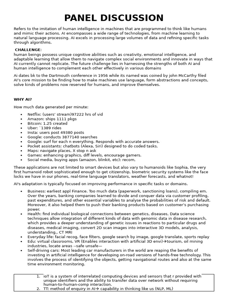 PANEL DISCUSSION | PDF | Artificial Intelligence | Intelligence (AI) & Semantics