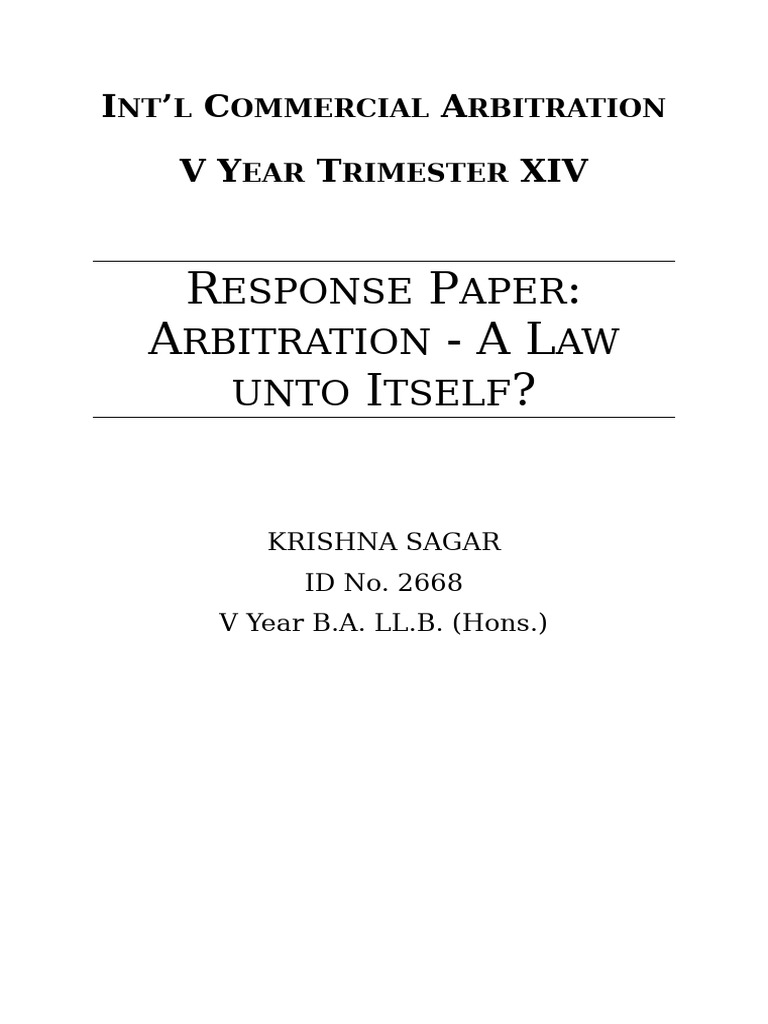 Krishna Sagar 2668 - International Commercial Arbitration - Response ...