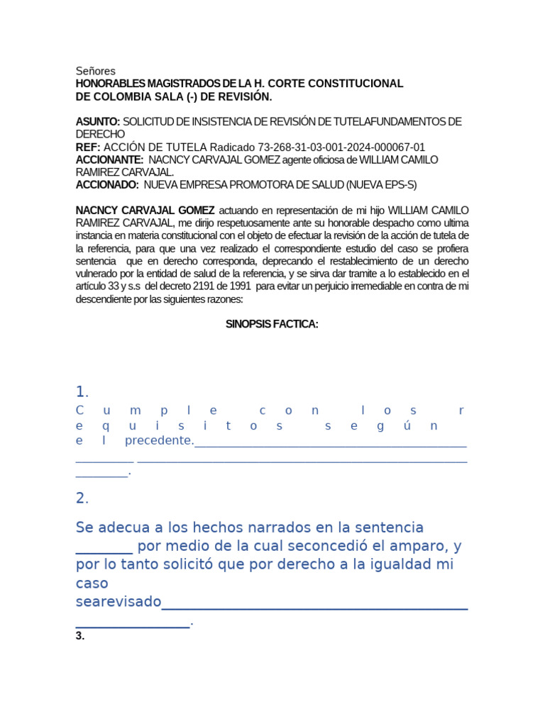 Solicitud de Revisión de Tutela ante la Corte | PDF | Justicia | Crimen y violencia