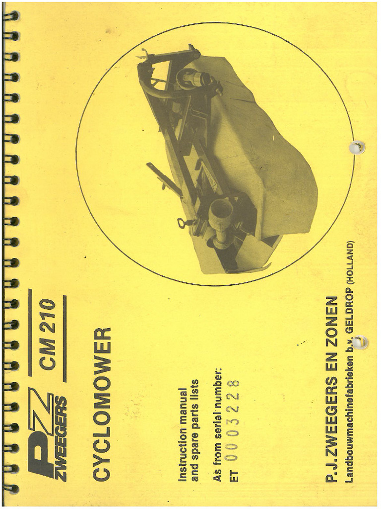 PZ CM210 Cyclomower Ops & Parts - Yellow Cover | PDF