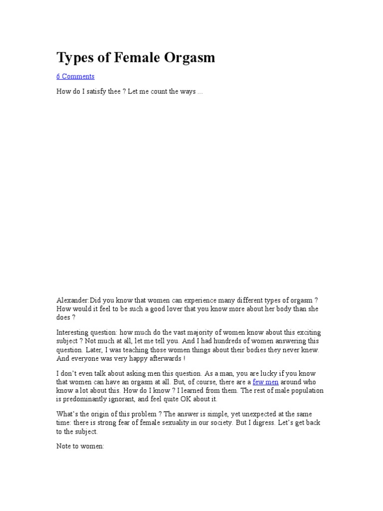 Types of Female Orgasm | PDF | Orgasm | Clitoris