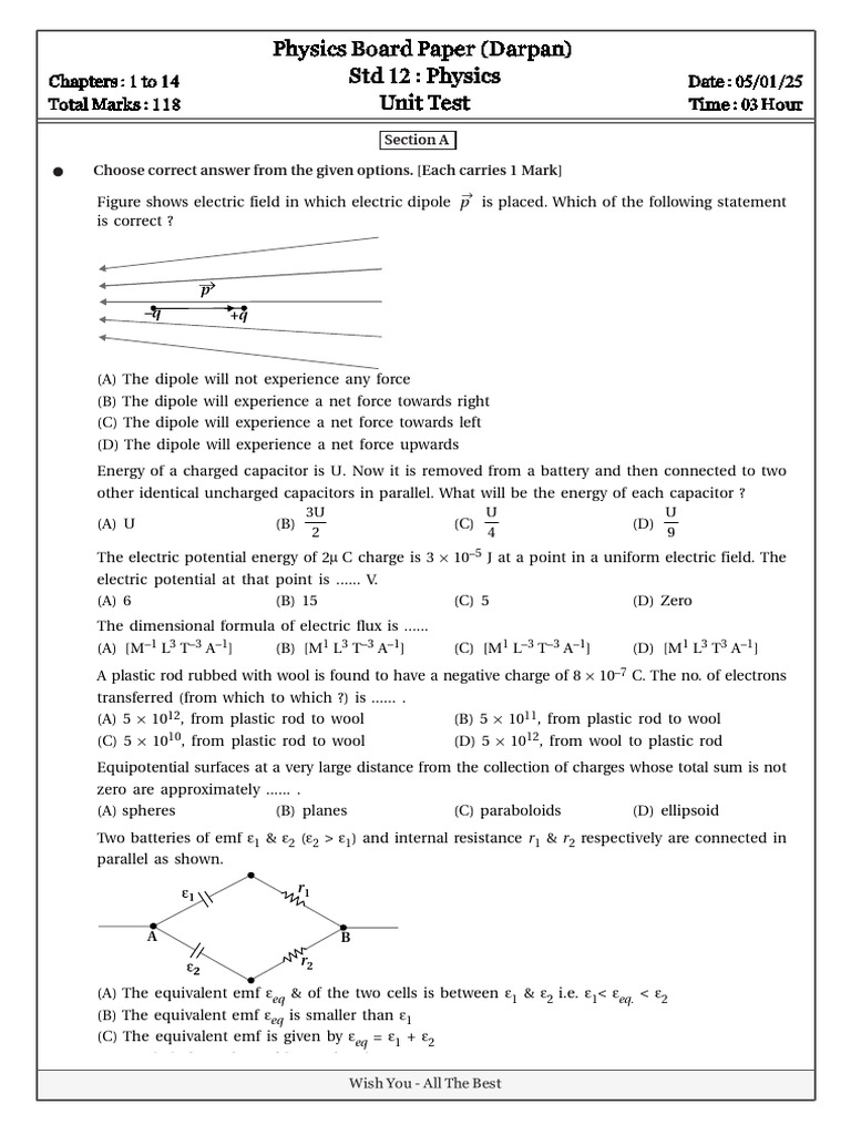 Physics Board Paper from Darpan Class 12th | PDF | Resonance | Rectifier