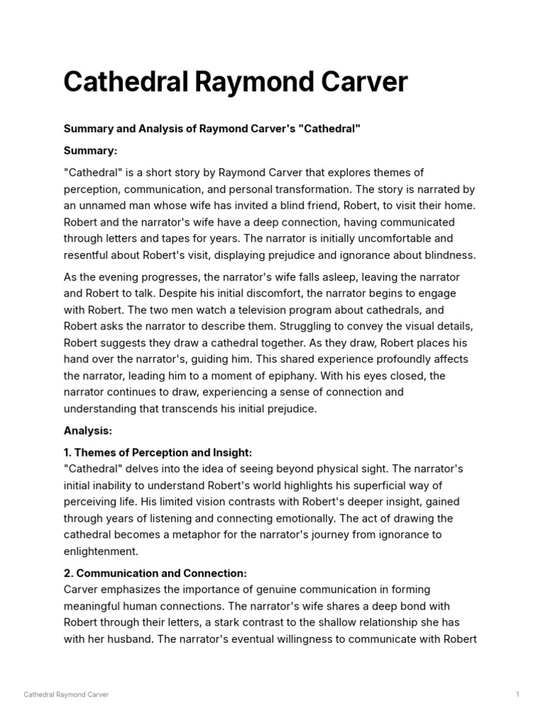 Cathedral_Raymond_Carver | PDF | Empathy | Minimalism
