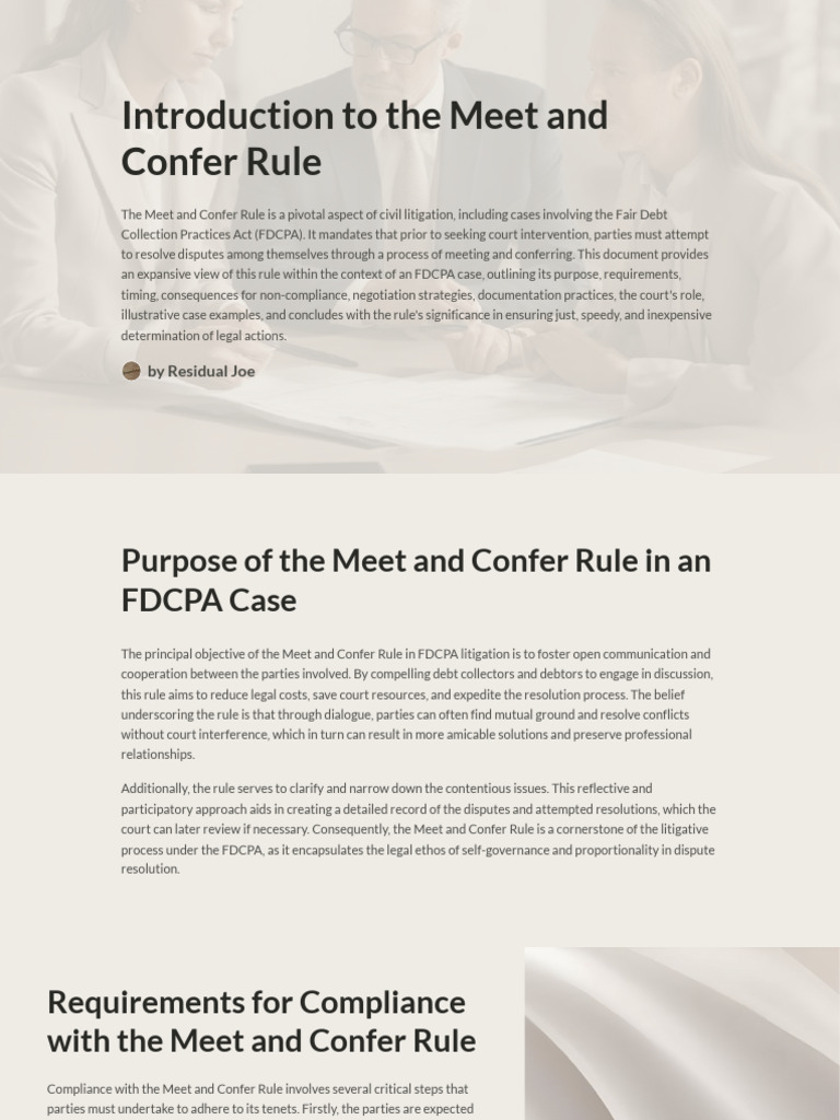 Into The Meet and Confer Rule | PDF | Negotiation | Lawsuit