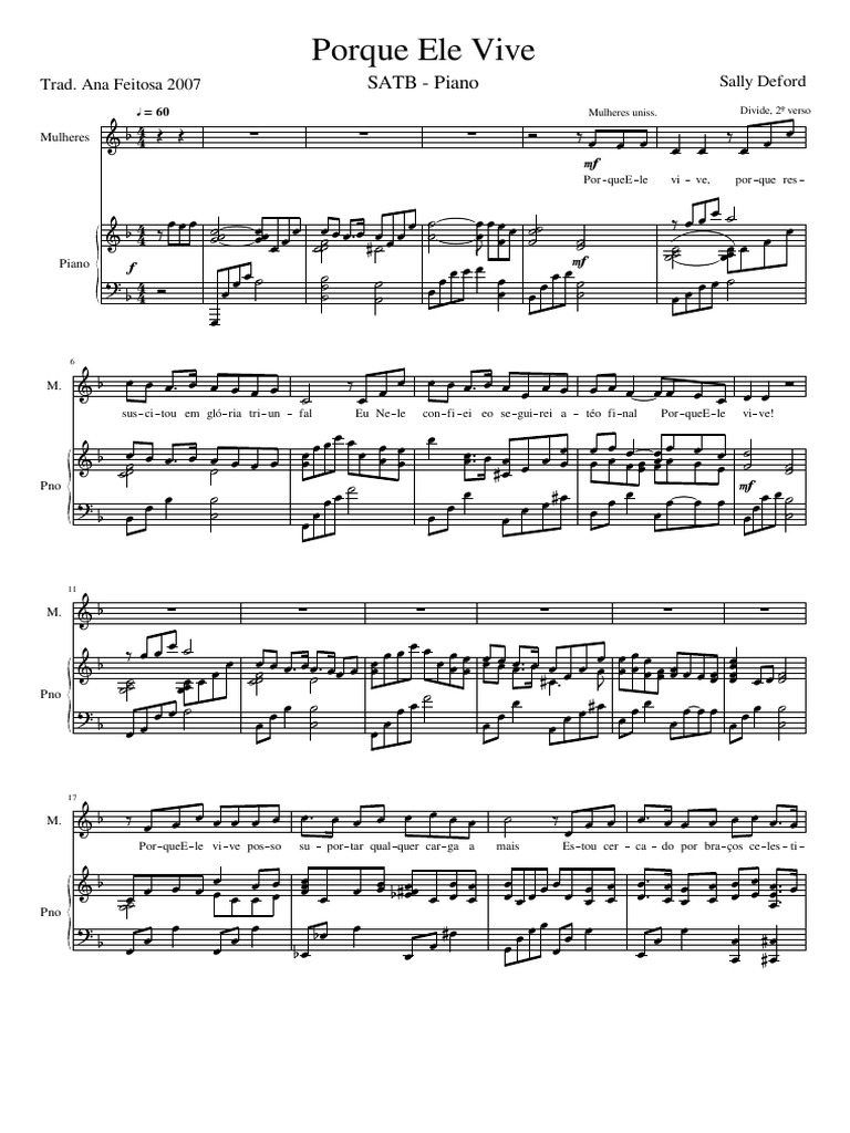 Partitura "Porque Ele Vive" SATB | PDF