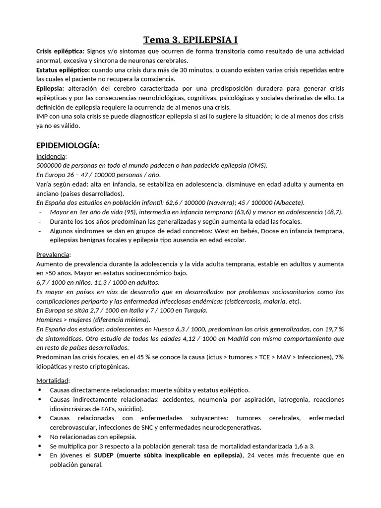 Tema 3. Epilepsia I | PDF | Sinapsis | Epilepsia
