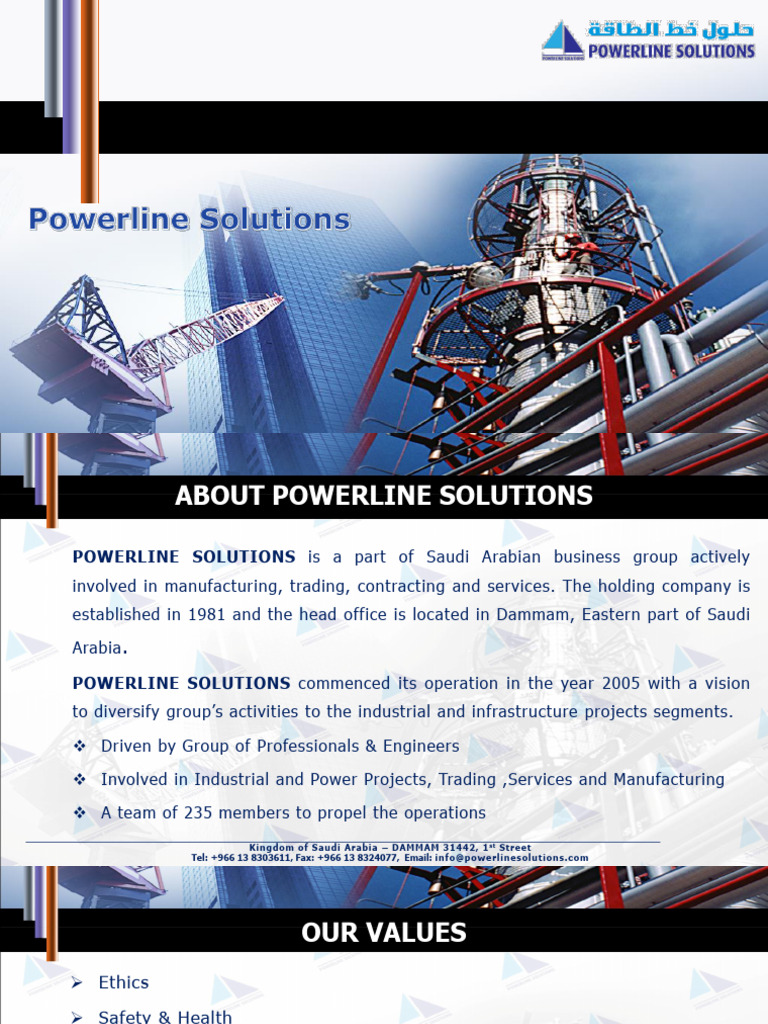 Powerline Solutions Co Profile | PDF | Pump | Electrical Substation