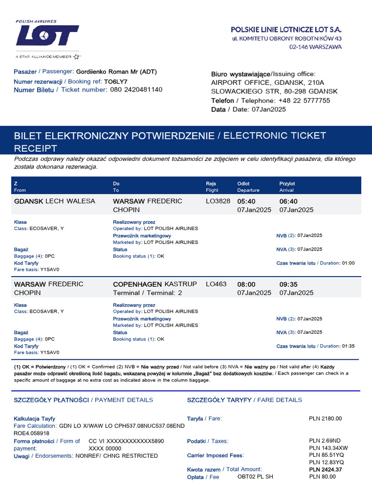 Your Electronic Ticket-EMD Receipt | PDF