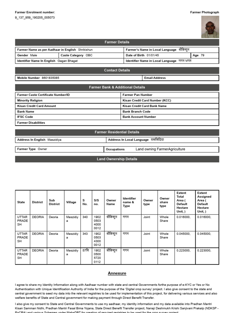 Farmer Registry Enrollement Data | PDF | Access Control | Authentication