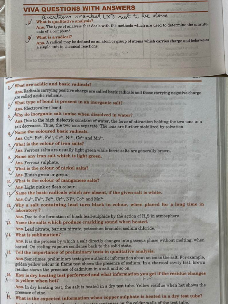 Salt Analysis Viva Questions - 1 | PDF