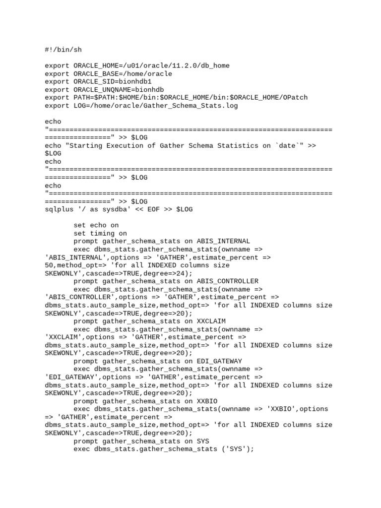 Gather Schema Stats | PDF
