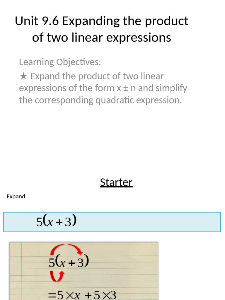 9.7 Expanding The Product of Two Linear Expressions | PDF