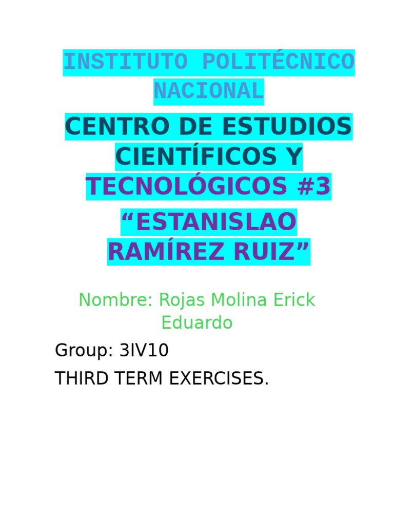Third Term Lab Exercises Rojas Molina Erick Eduardo | PDF