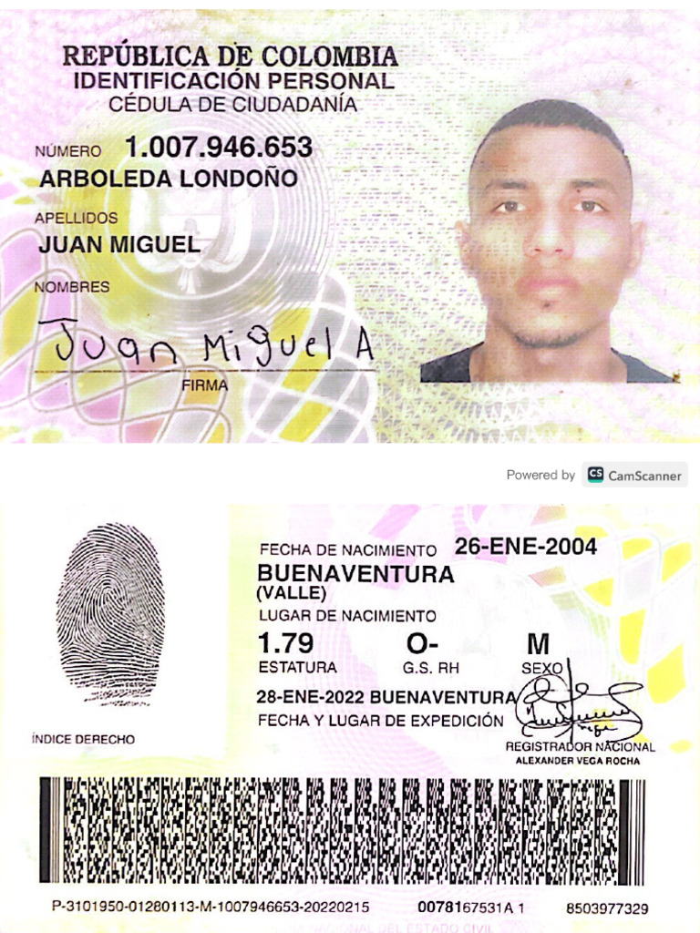 cedula juan Miguel | PDF