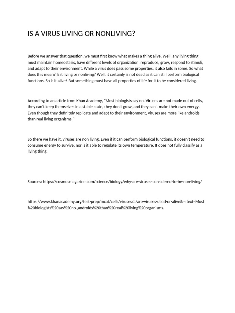 Is A Virus Living? | PDF